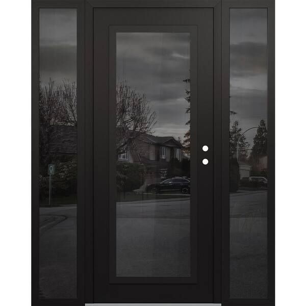 A9 68 in. x 80 in. Black P Left-Hand/Inswing Mirrored Glass Black/Black ...