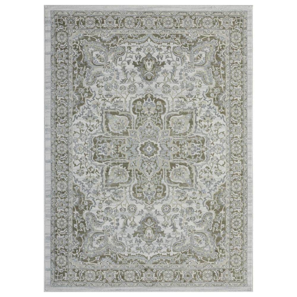 LUXE WEAVERS Olimpia Collection Oriental Medallion Floral Green 9 ft. x ...