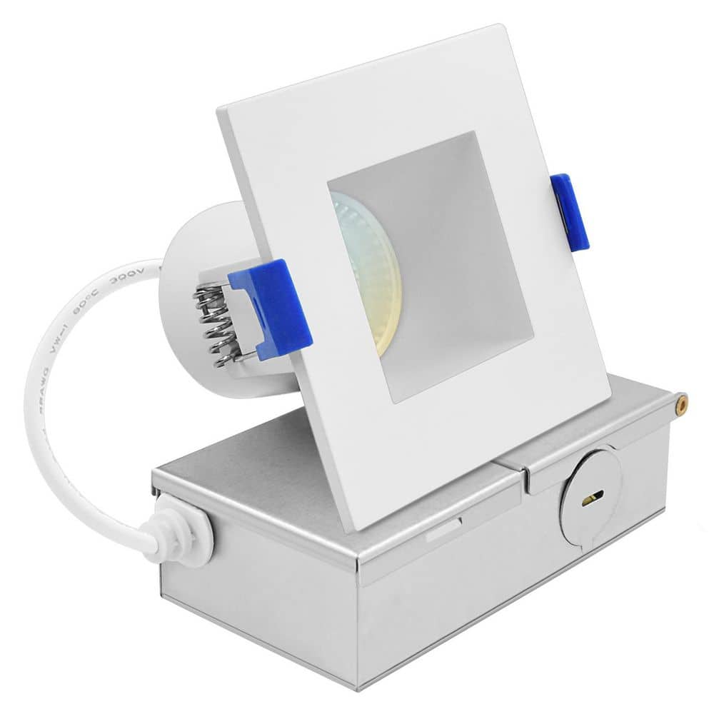 LUXRITE 3 in. Square Integrated LED Recessed Light J-Box 8W 5CCT 740 ...