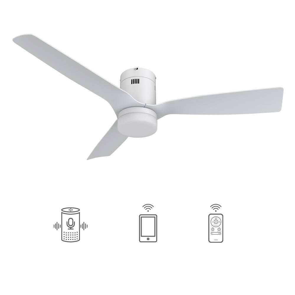 CARRO Striver 48 in. Dimmable LED Indoor White Smart Ceiling Fan with ...