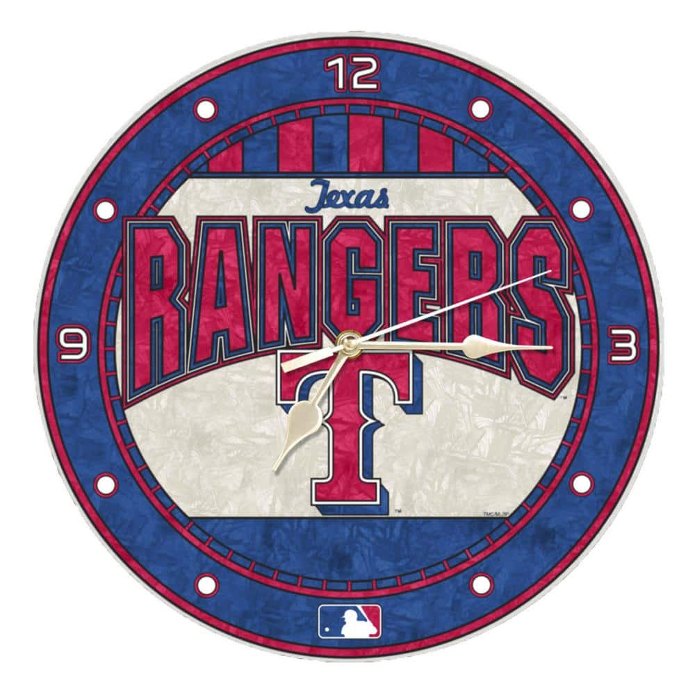 The Memory Company MLB -12 in. Novelty Rangers Art Glass Clock MLB-TRA ...