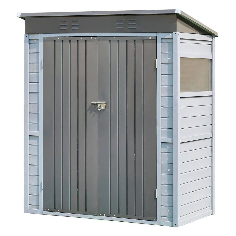Endark 5 ft. W x 3 ft. D Outdoor Storage Grey Wood Shed with Sloping ...