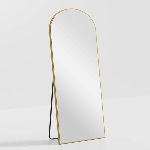 Gold 31 in. W x 71 in. H Arch Metal Full Length Vanity Mirror with ...