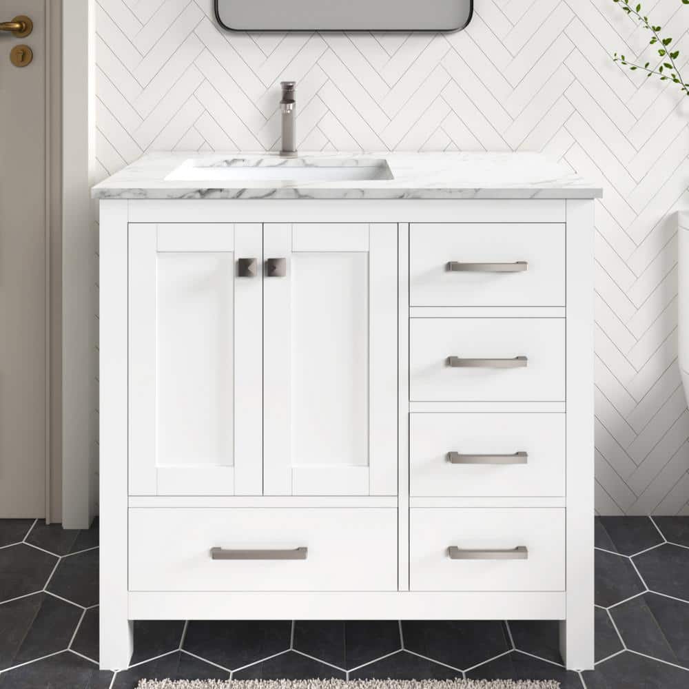 HOMEVY STUDIO Anneliese 36 in. W x 21 in. D x 35 in. H Single Sink ...