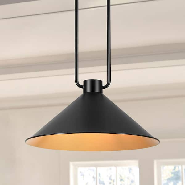 Rennnsan Velner 1-Light Vintage Industrial Pendant Light-Black Metal ...
