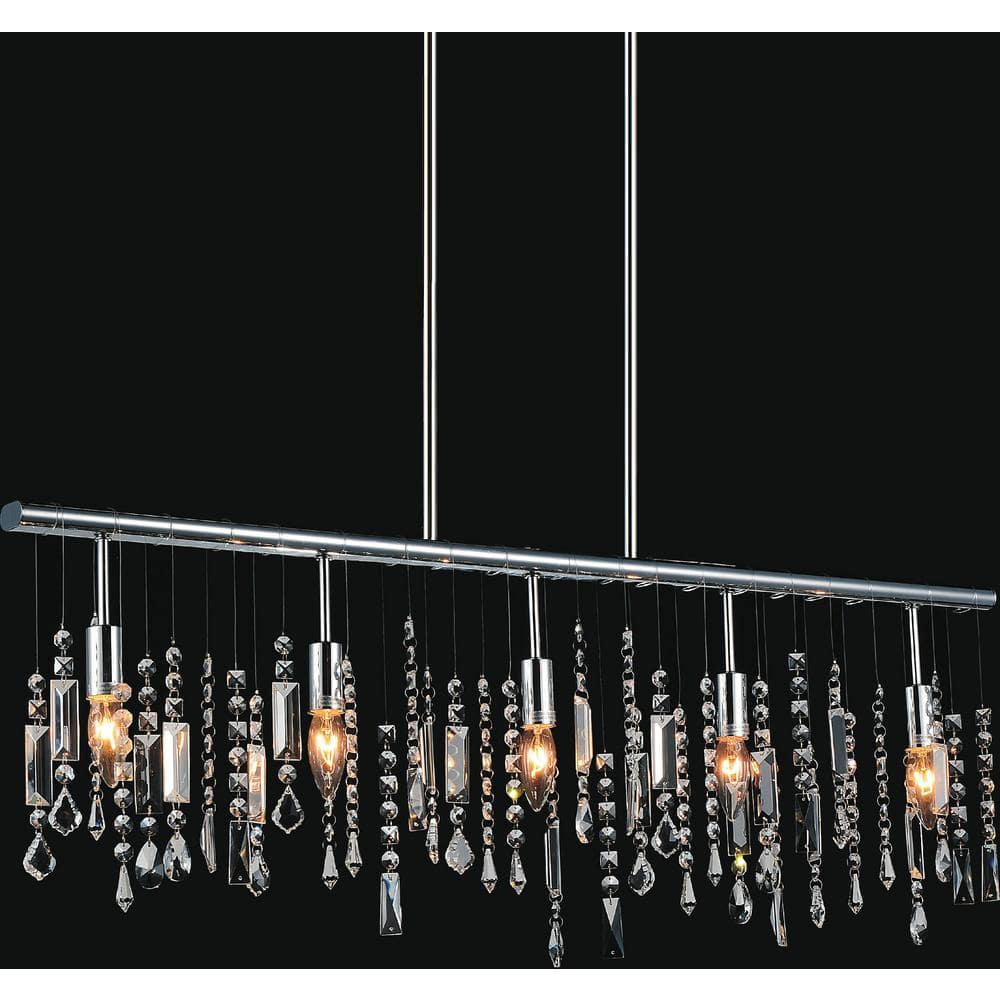 CWI Lighting Janine 5 Light Down Chandelier With Chrome Finish 5549P38C ...