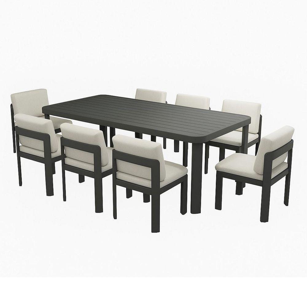 OTTA OUTDOOR 7-Piece Grey Aluminum Outdoor Patio Dining Set with Beige ...