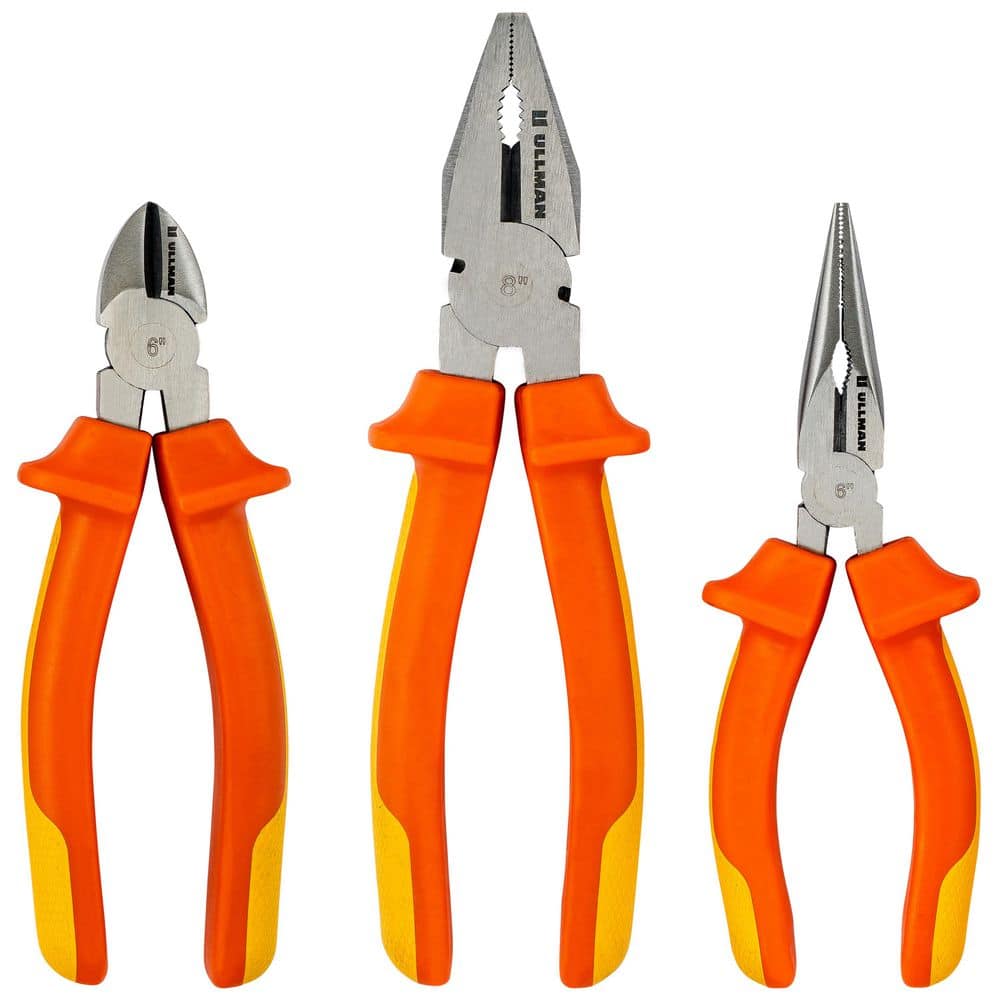 ULLMAN 3-Piece Pliers Set, 1000-Volt Insulated-Includes 8 in ...