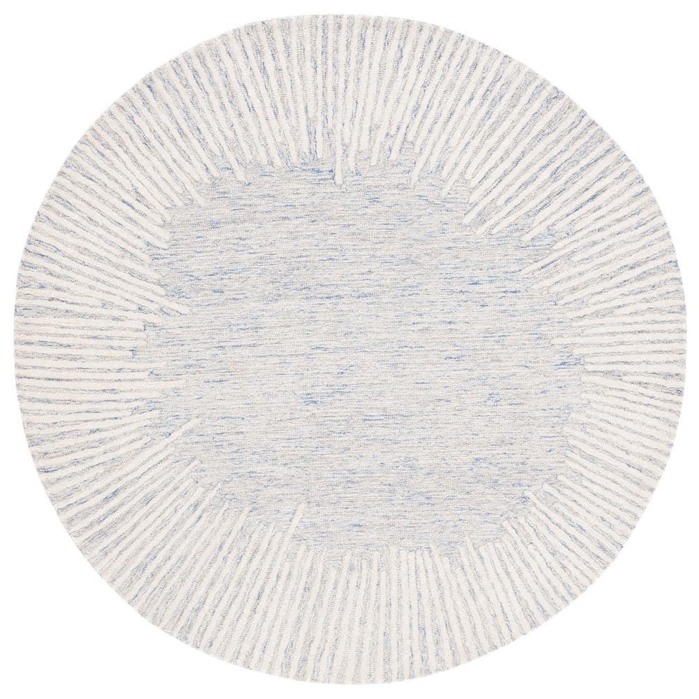 SAFAVIEH Abstract Blue/Ivory 6 ft. x 6 ft. Marle Eclectic Round Area ...