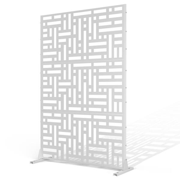 TUYOHW 72 in. H x 47 W Metal Privacy Screen for Deck Patio Balcony ...