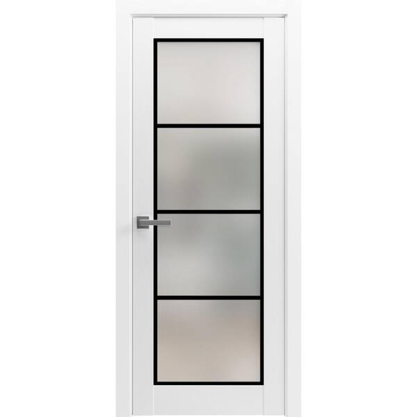 Sartodoors 28 in. x 84 in. 1 Panel White Finished Solid Wood Sliding ...
