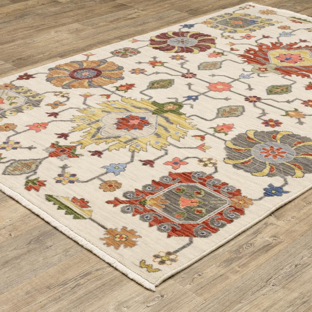 AVERLEY HOME Lavista Ivory/Multi-Colored 8 ft. x 11 ft. Traditional ...