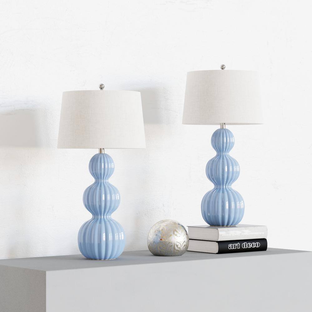 Maxax Columbia 28 " Blue Table Lamp Set With White Shade (Set of 2) T45-BU
