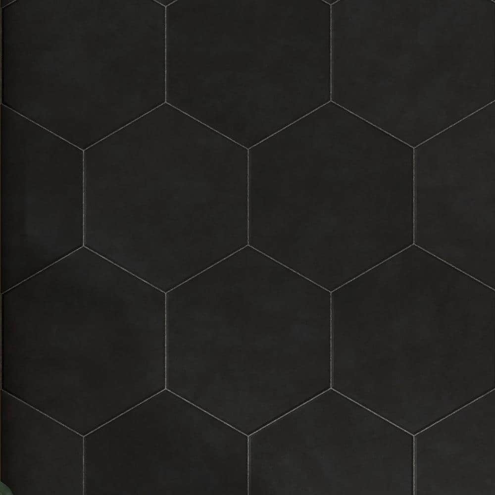 CRUZ BAY STUDIO Honeycomb Hexagon 9 in. x 10 in. Black Matte Glazed ...