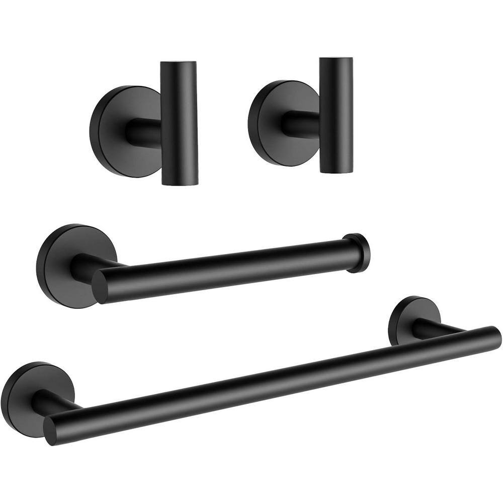 Dyiom 16 in. Wall Mounted, Towel Bar in Matte Black, 4-Piece B083WSLF26 ...