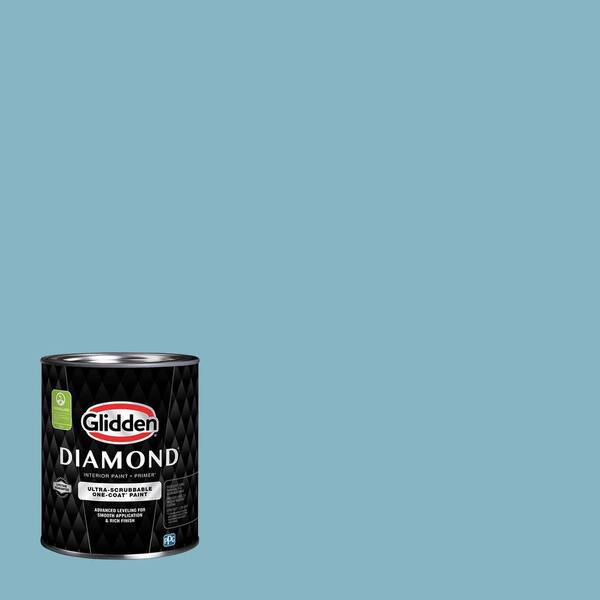Glidden Diamond 1 qt. PPG1151-4 Crystal Lake Flat Interior Paint with ...
