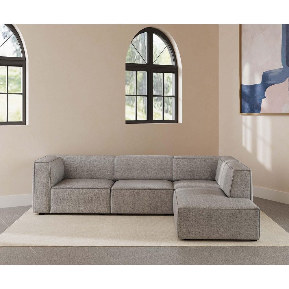 Nyhus Dockson 116 in. Square Arm 4-piece Fabric L-Shaped Sectional Sofa ...