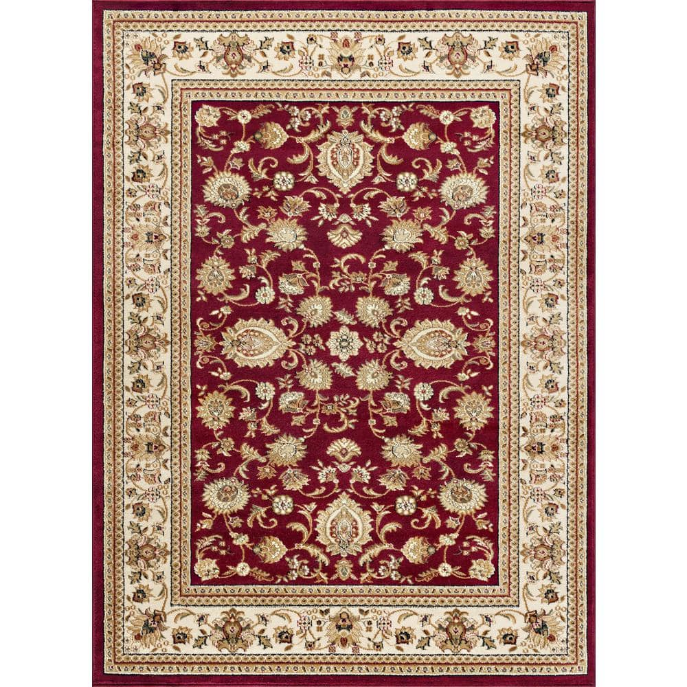 Tayse Rugs Sensation Border Red 5 ft. x 8 ft. Indoor Area Rug SNS4810 ...