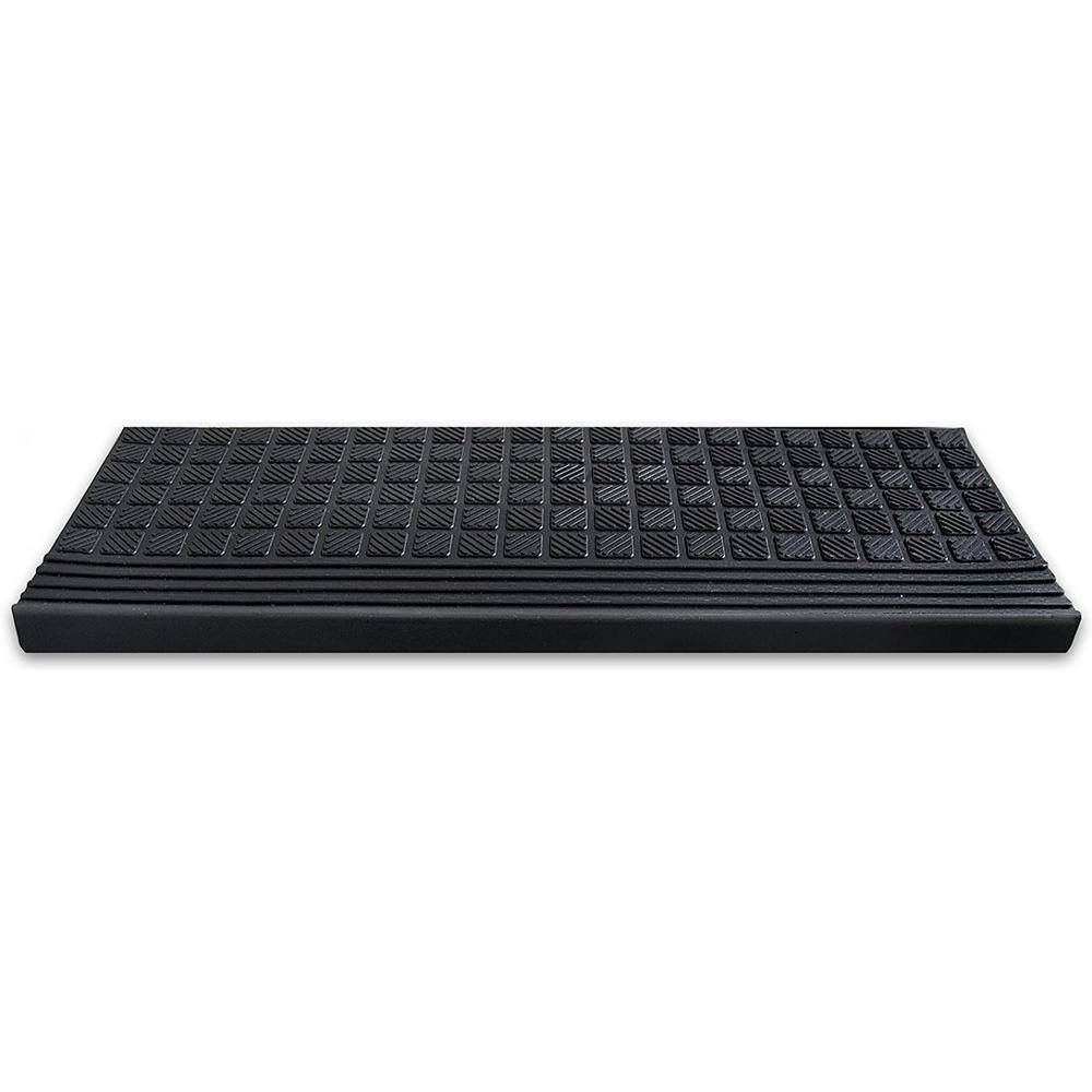 Ottomanson Outdoor Collection Rubberback Black Checkers 10 in. x 26.5 ...
