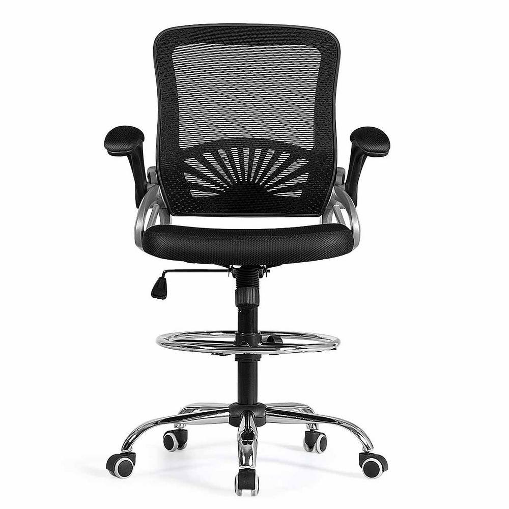 Costway Black Mid Back Office Chair Mesh Executive Chair with ...