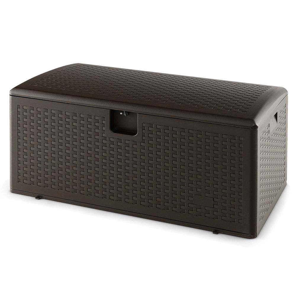 Costway 100 Gal. Patio Brown Deck Box Outdoor Waterproof Storage ...