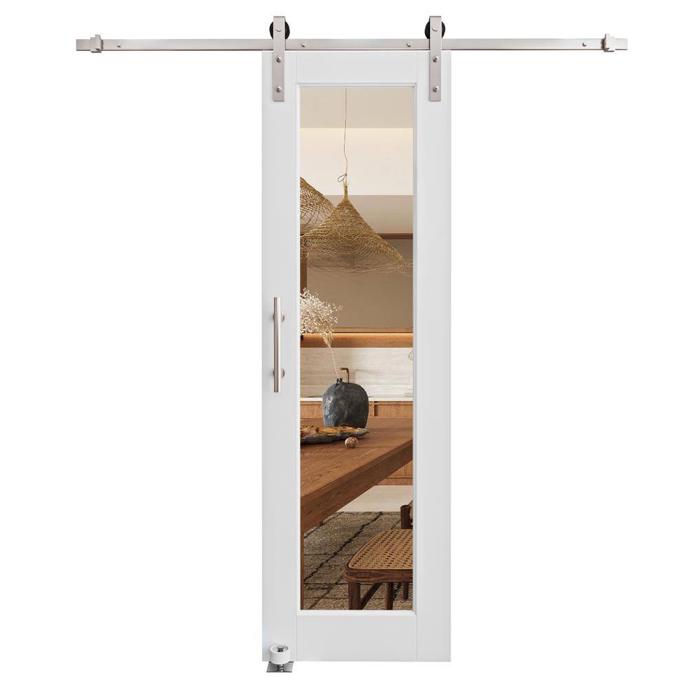 ARK DESIGN 24 in. x 80 in. 1-Lite Mirrored Glass White Primed MDF ...