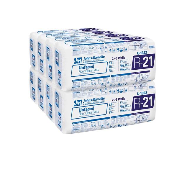 Johns Manville R-21 Unfaced Fiberglass Insulation Batt 23 in. x 93 in ...
