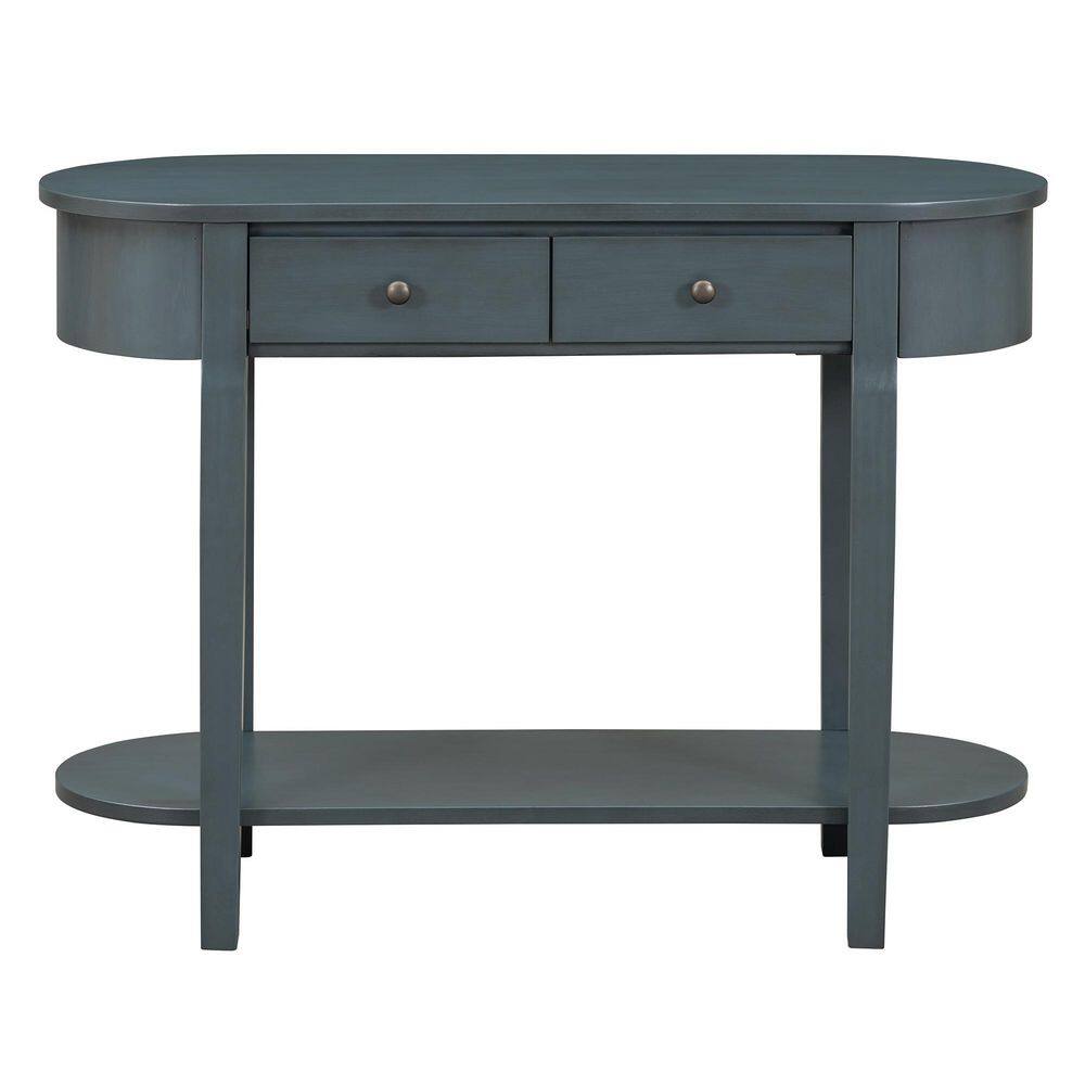 anpport Elegant Retro 40 in. Navy Specialty Wood Console Table with ...