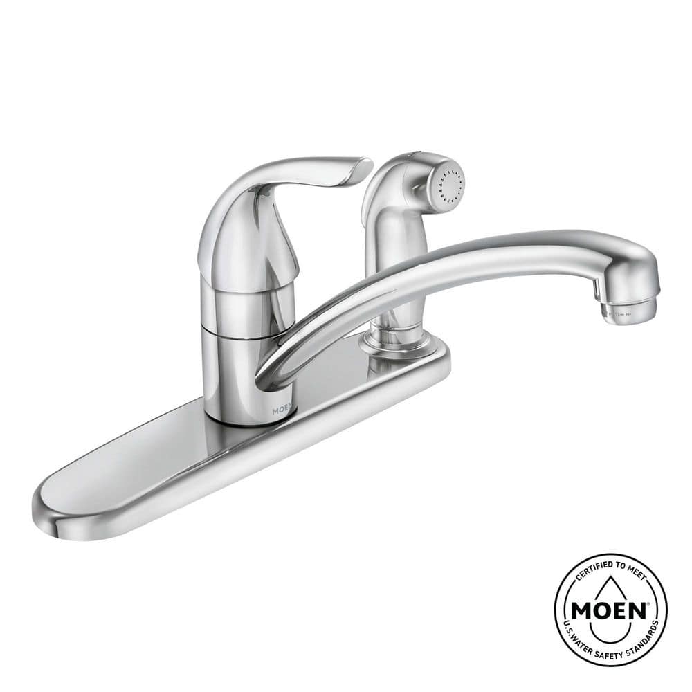Reviews for MOEN Adler Single-Handle Low Arc Kitchen Faucet in Chrome with in Deck Side Sprayer ...