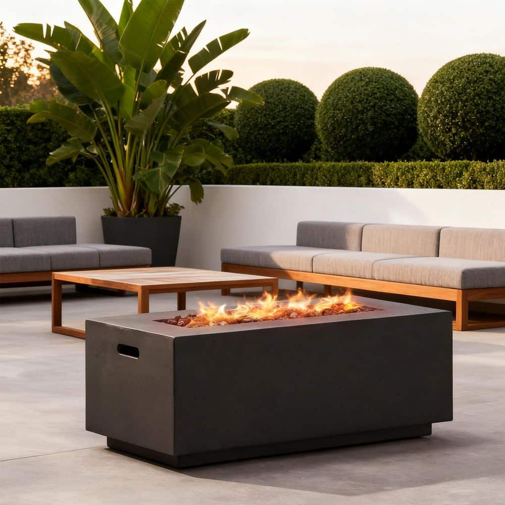 Kadehome 40 in. Outdoor 40,000 BTU Rectangular MgO Concrete Propane ...