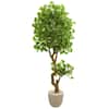 Nearly Natural Indoor/Outdoor 6.5 ft. Jingo Artificial Tree in Sand ...