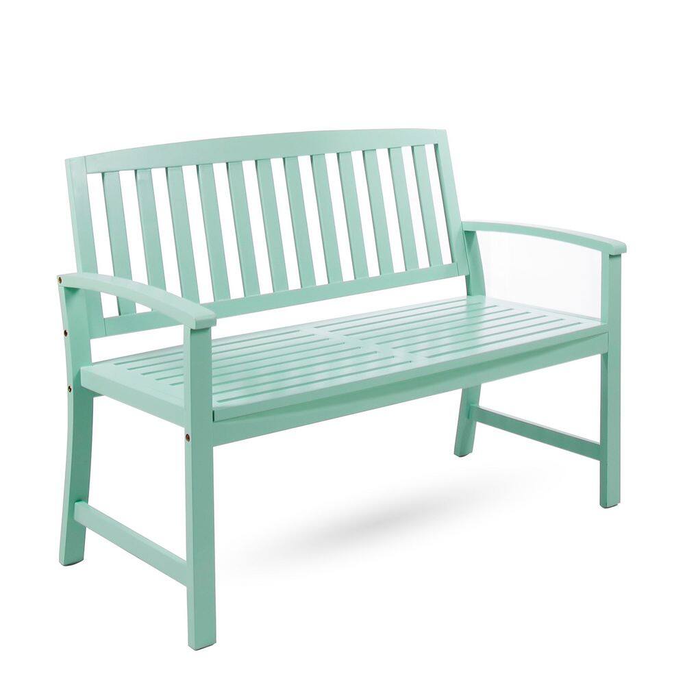 Mint 48.8 in. Acacia Wood Outdoor Bench with Curved Backrest and Arch ...