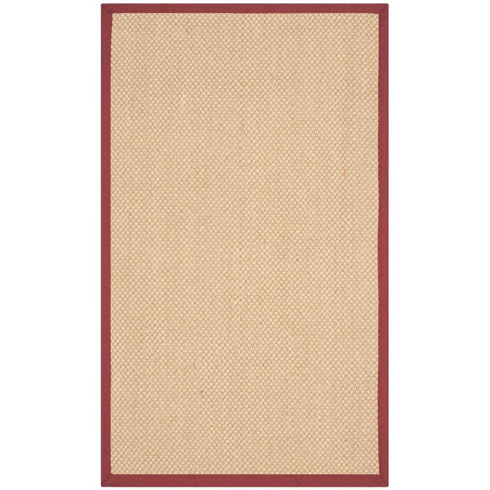 SAFAVIEH Natural Fiber Maize/Burgundy 3 ft. x 5 ft. Woven Border Area ...
