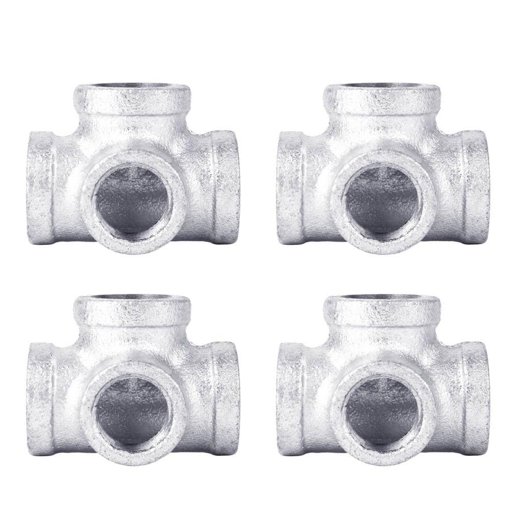 PIPE DECOR 1/2 in. Galvanized Side Outlet FPT x FPT x FPT x FPT Tee ...