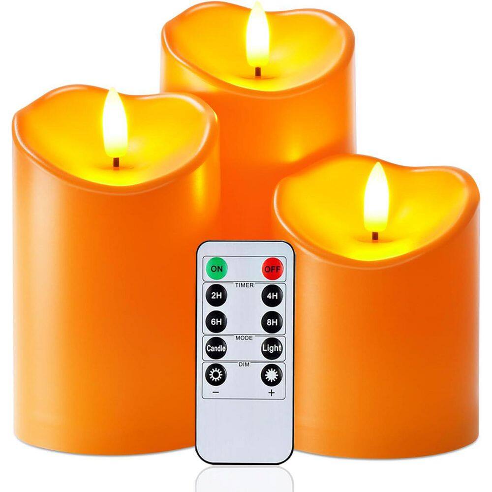 Orange LED Candles with Remote Timers, Battery Operated Flameless ...