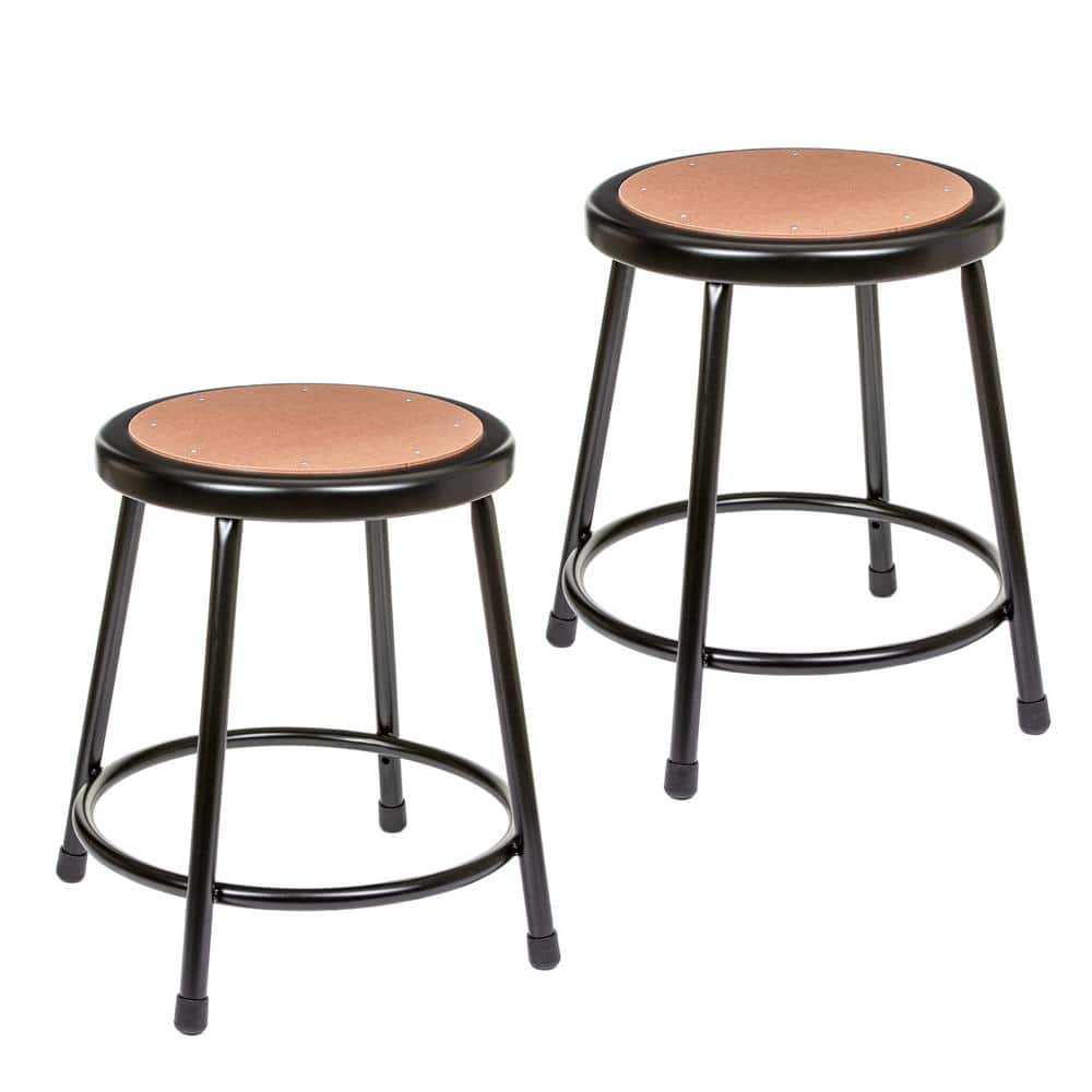 HAMPDEN FURNISHINGS Flynn 18 in. Masonite Wood Black Metal Frame Stool ...