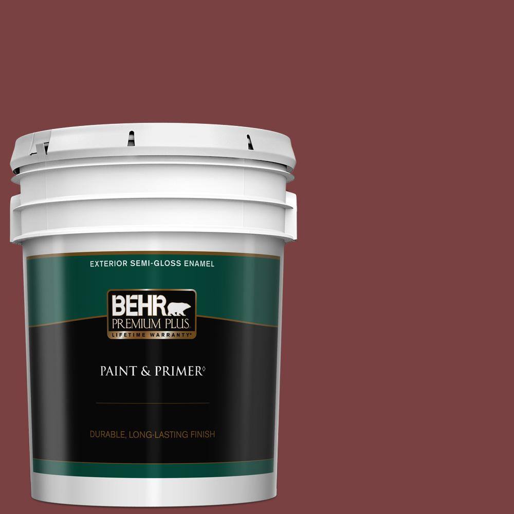 BEHR PREMIUM PLUS 5 gal. #PMD-43 Velvety Merlot Semi-Gloss Enamel ...
