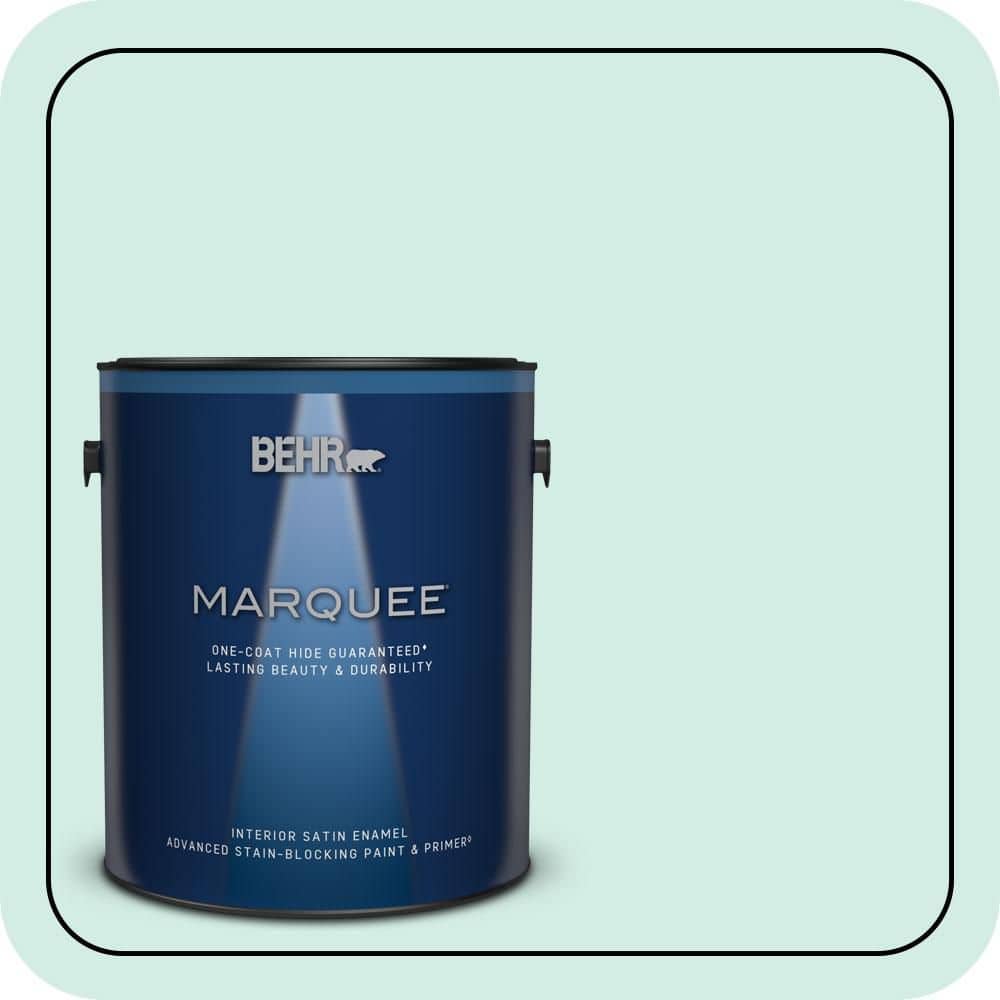 BEHR MARQUEE 1 gal. #490C-2 Adriatic Mist Satin Enamel Interior Paint ...
