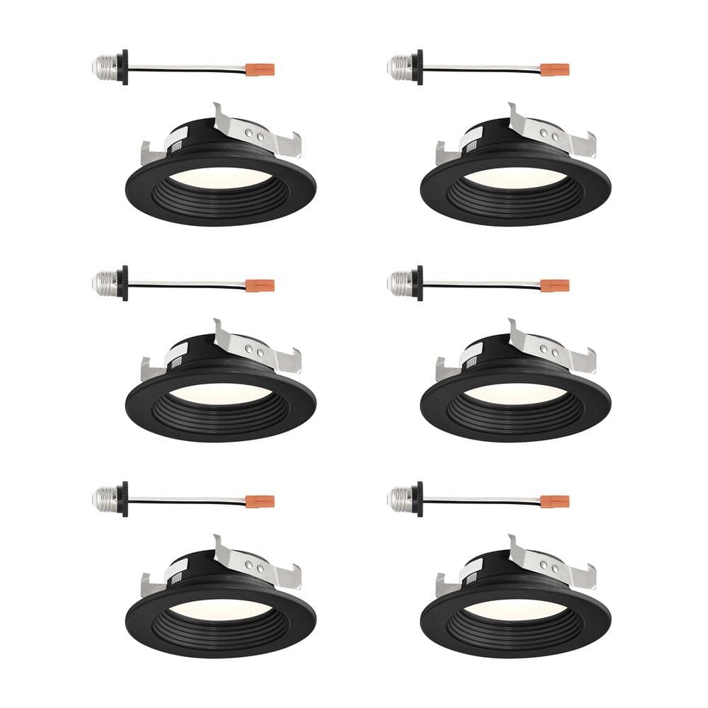 EnviroLite EnviroLite 4 in. Black Baffle Trim Dimmable LED Recessed Can ...