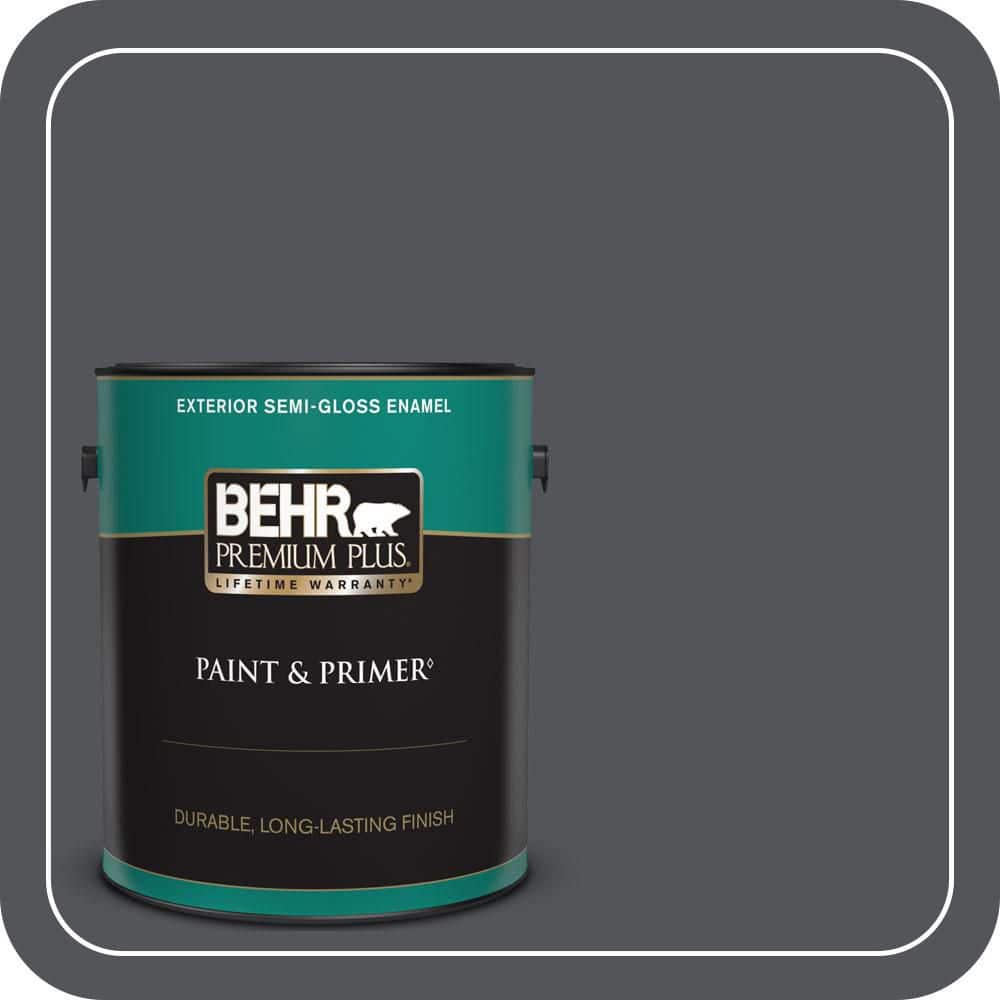 BEHR PREMIUM PLUS 1 gal. #N510-6 Orion Gray Semi-Gloss Enamel Exterior ...