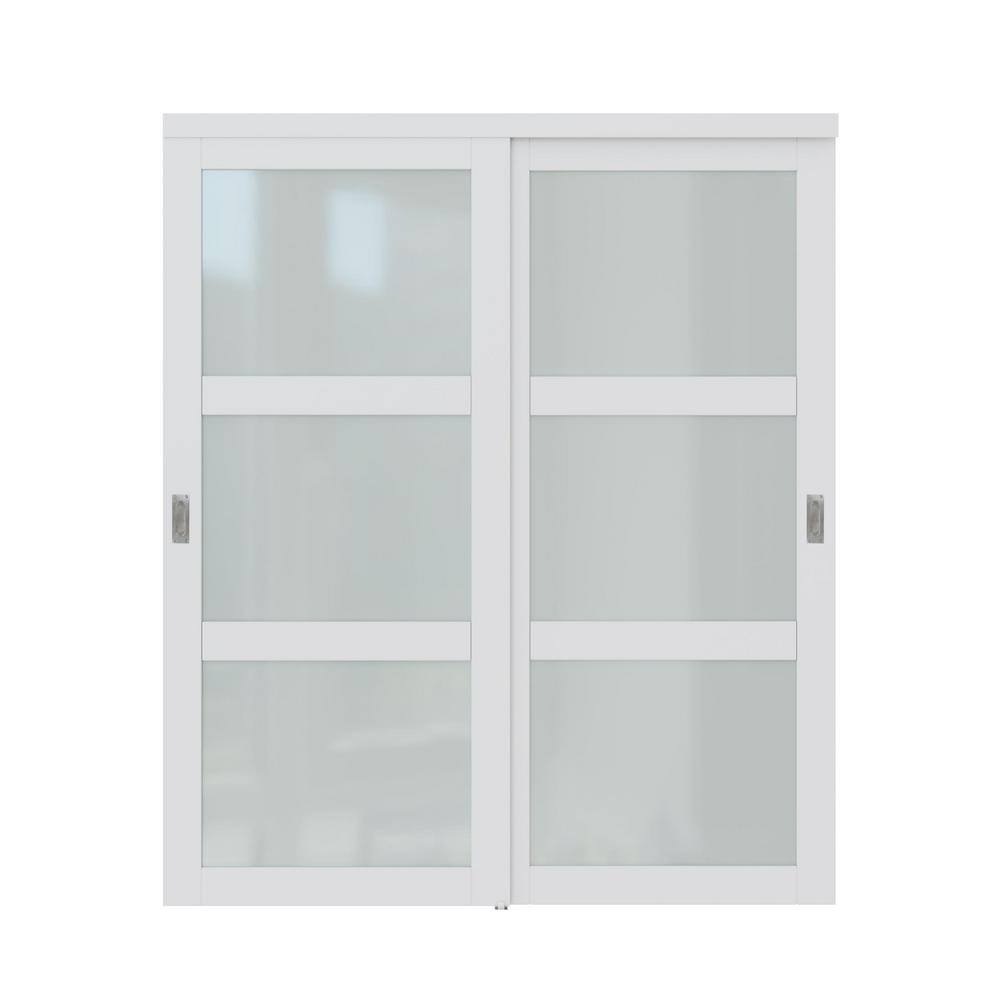 Reviews for ARK DESIGN 72 in. x 80 in. 3-Lite Frosted Glass White ...