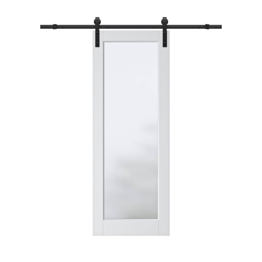 ARK DESIGN 32 in. x 80 in. 1 Lite Tempered Frosted Glass White Primed ...