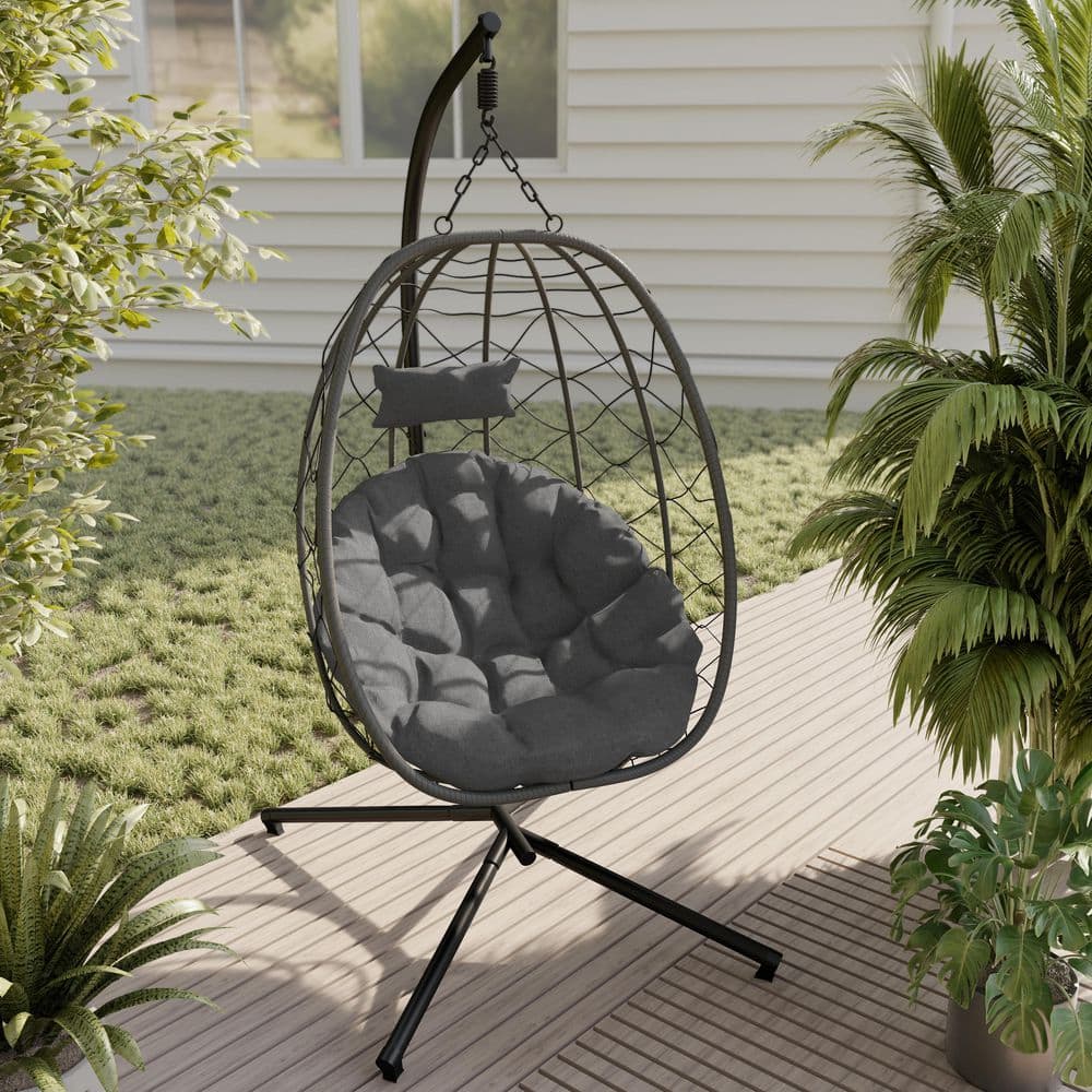 Leisuremod Summit Egg shape outdoor single person patio swing chair ...