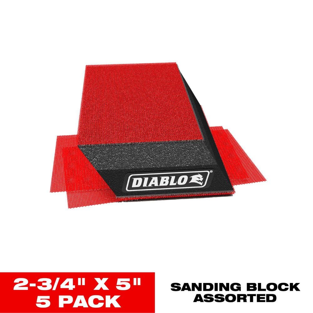 DIABLO 2-3/4 in. x 5 in. Reusable Angled Hand Sanding Block w/ SandNET ...