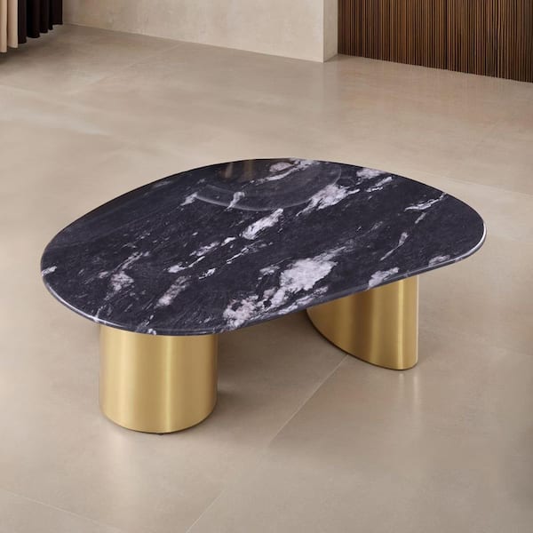 Furniture of America Shane 47 in. Black and Matte Gold 3-Leg Oval ...