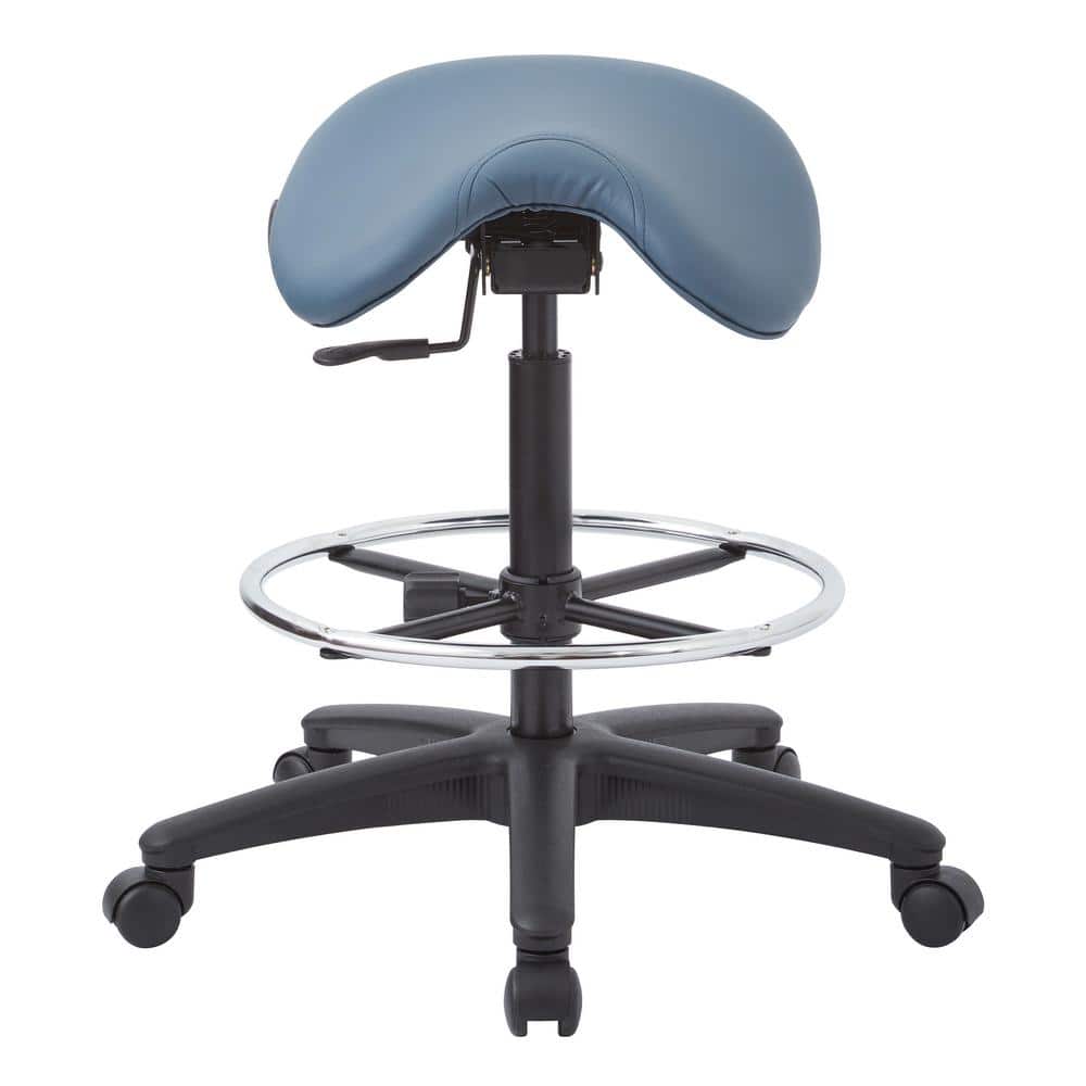Office Star Products 35 in. Pneumatic Drafting Chair with Blue Vinyl ...