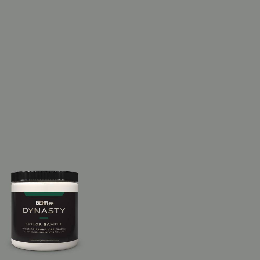 BEHR DYNASTY 8 oz. #PPU25-17 Euro Gray Semi-Gloss Enamel Stain-Blocking ...