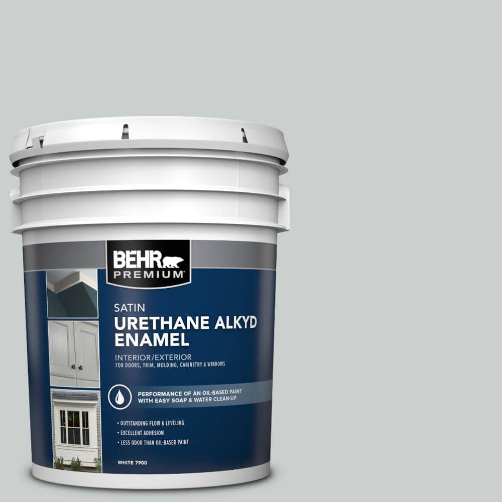 BEHR PREMIUM 5 gal. #720E-2 Light French Gray Urethane Alkyd Satin ...