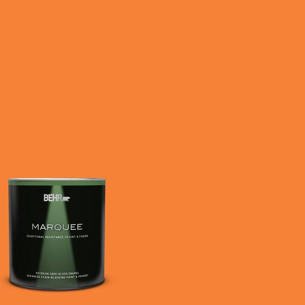 BEHR MARQUEE 1 qt. #230B-6 Orange Burst Semi-Gloss Enamel Exterior ...
