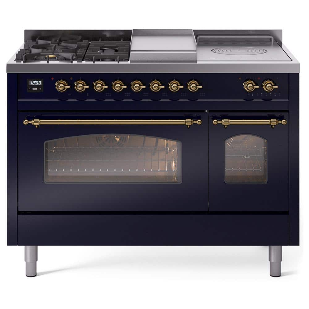 ILVE Nostaglie II 48 in. 5-Burners Freestanding Dual Fuel Range in ...